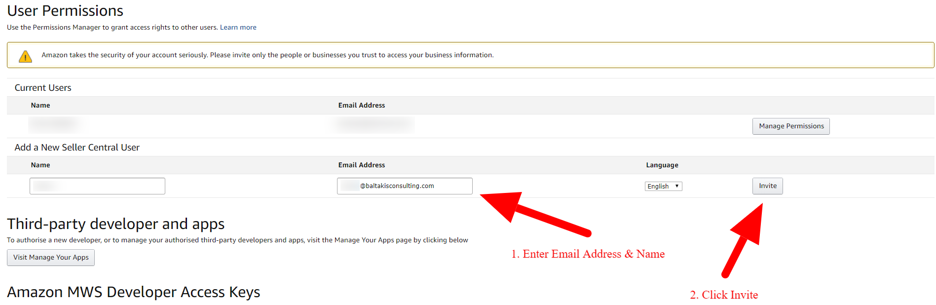Add Amazon User Permissions – Baltakis Consulting
